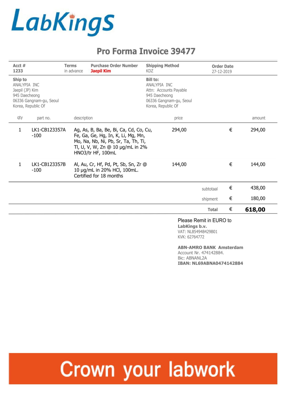 ICP-OES ICAL Solution, Spectro equivalent USA00888, 250ml - LK1 ...